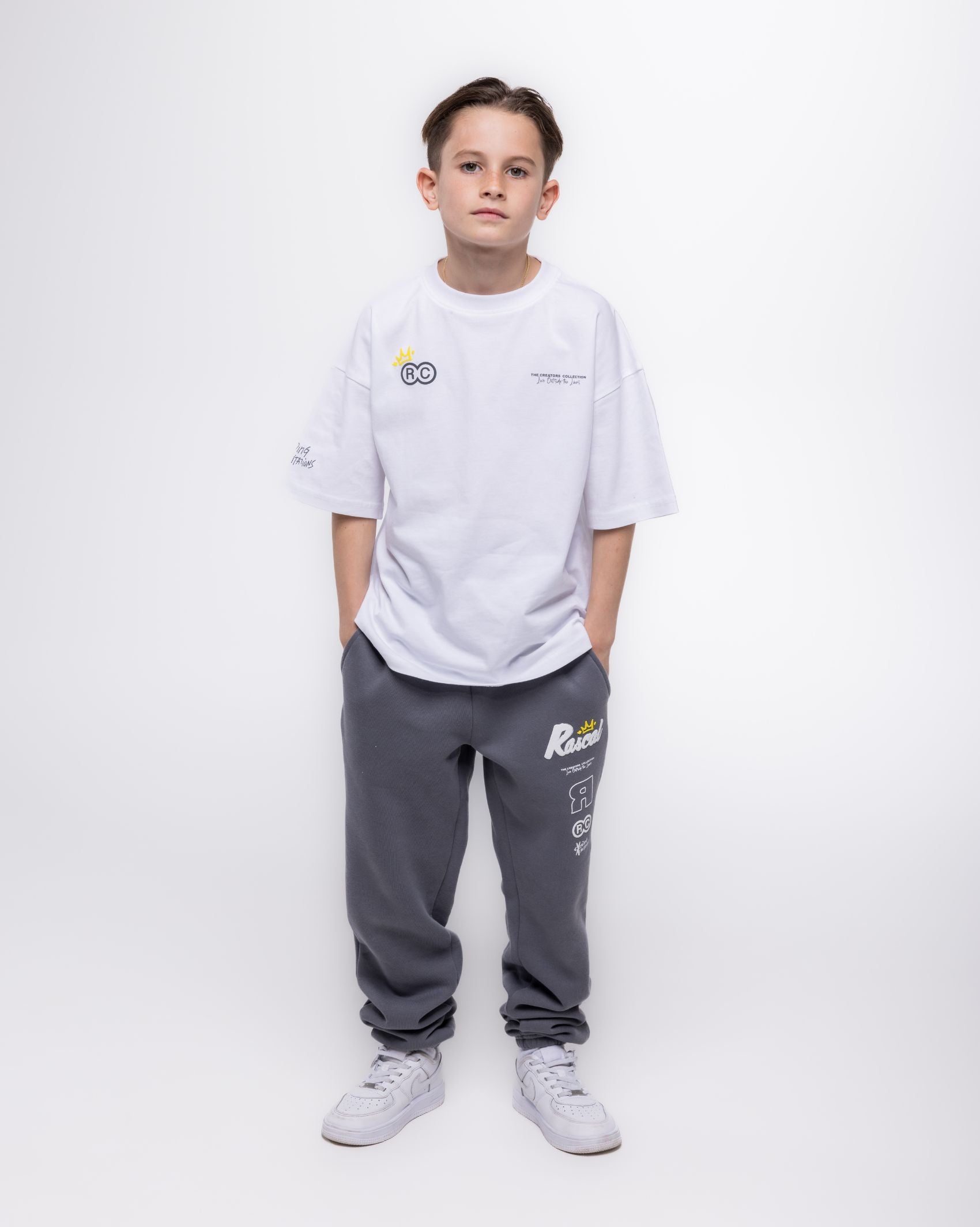 Rascal Kids Oversized T-shirt In White & Grey